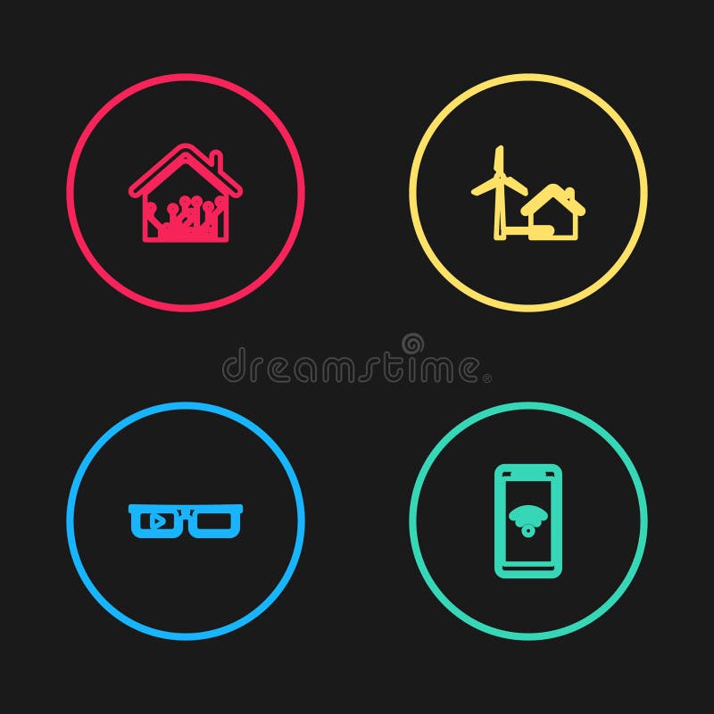 Set Line Smart Glasses, Mobile with Wi-fi Wireless, House Wind Turbine ... Set Line Smart Glasses, Mobile with Wi-fi Wireless, House Wind Turbine ...