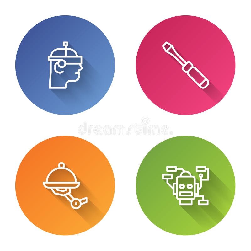 Set Line Smart Glasses, Screwdriver, Waiter Robot and Robot. Color ... Set Line Smart Glasses, Screwdriver, Waiter Robot and Robot. Color ...