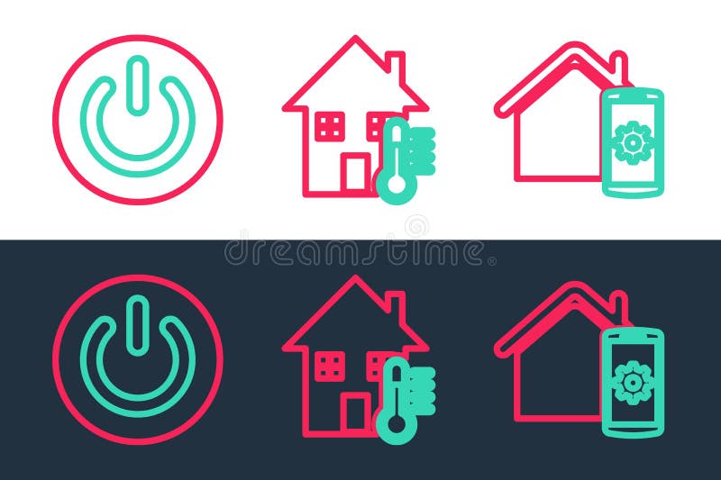 Set Line Smart Home Remote Control System, Power Button and House ...