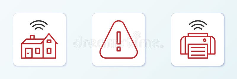 Set Line Smart Printer, Home with Wireless and Exclamation Mark ...