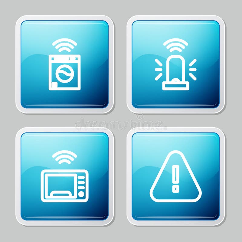 Set Line Smart Washer, Flasher Siren, Microwave Oven and Exclamation ...