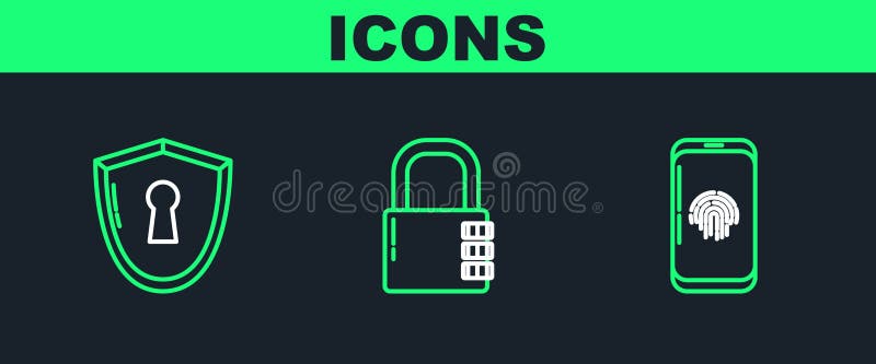 Set Line Smartphone with Fingerprint Scanner, Shield Keyhole and Safe ...