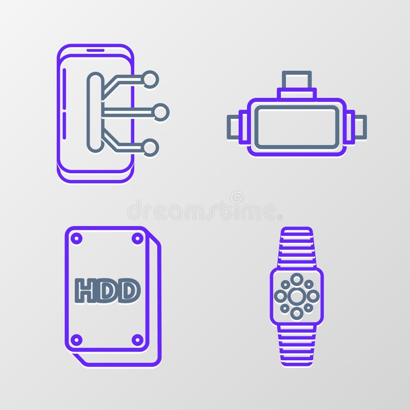 Set Line Smartwatch, Hard Disk Drive HDD, Virtual Reality Glasses and ... Set Line Smartwatch, Hard Disk Drive HDD, Virtual Reality Glasses and ...