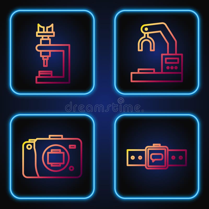 Set Line Smartwatch, Mirrorless Camera, Microscope and Robotic Robot ...