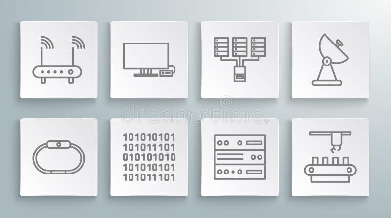 Set Line Smartwatch, Tv, Binary Code, Server, Data, Web Hosting ... Set Line Smartwatch, Tv, Binary Code, Server, Data, Web Hosting ...