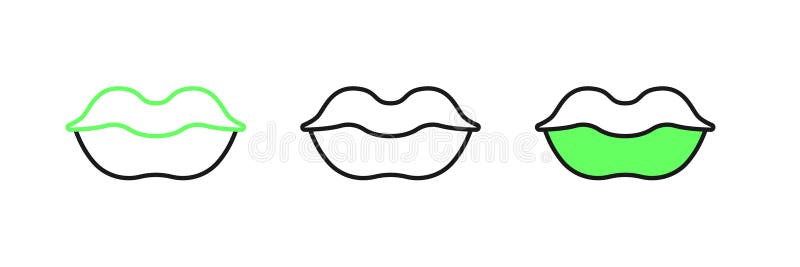 Set Line Smiling Lips Icon Isolated on White Background. Smile Symbol ...