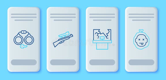 Set Line Sniper Rifle with Scope, Broken Window, Handcuffs and Murder ...