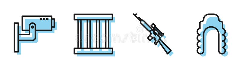 Set Line Sniper Rifle with Scope, Security Camera, Prison Window and ... Set Line Sniper Rifle with Scope, Security Camera, Prison Window and ...