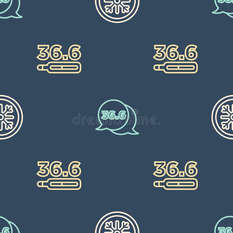 Set Line Snowflake, Medical Thermometer and on Seamless Pattern. Vector ...