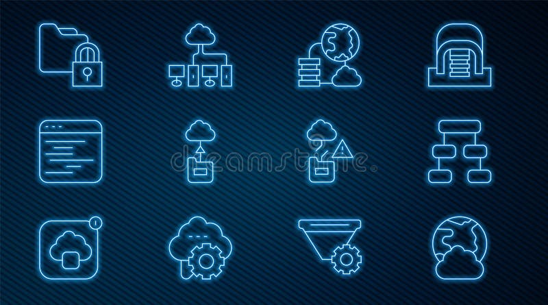 Set Line Social Network, Hierarchy Organogram Chart, Network Cloud ... Set Line Social Network, Hierarchy Organogram Chart, Network Cloud ...