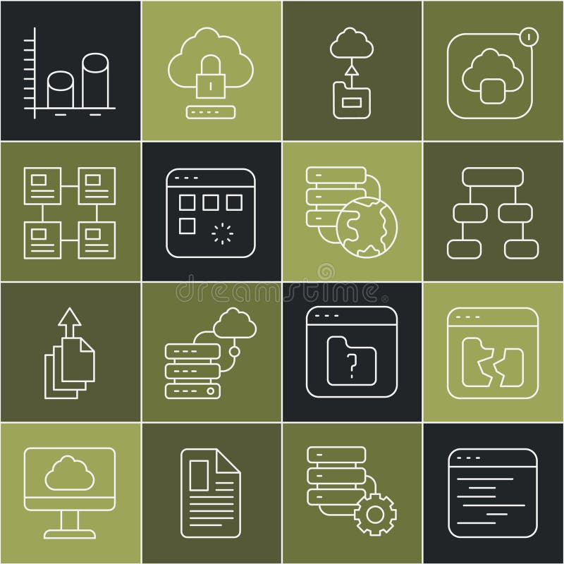 Set Broken File, Processor with CPU, Computer Network, Search Engine, Server, Data, Web Hosting ...