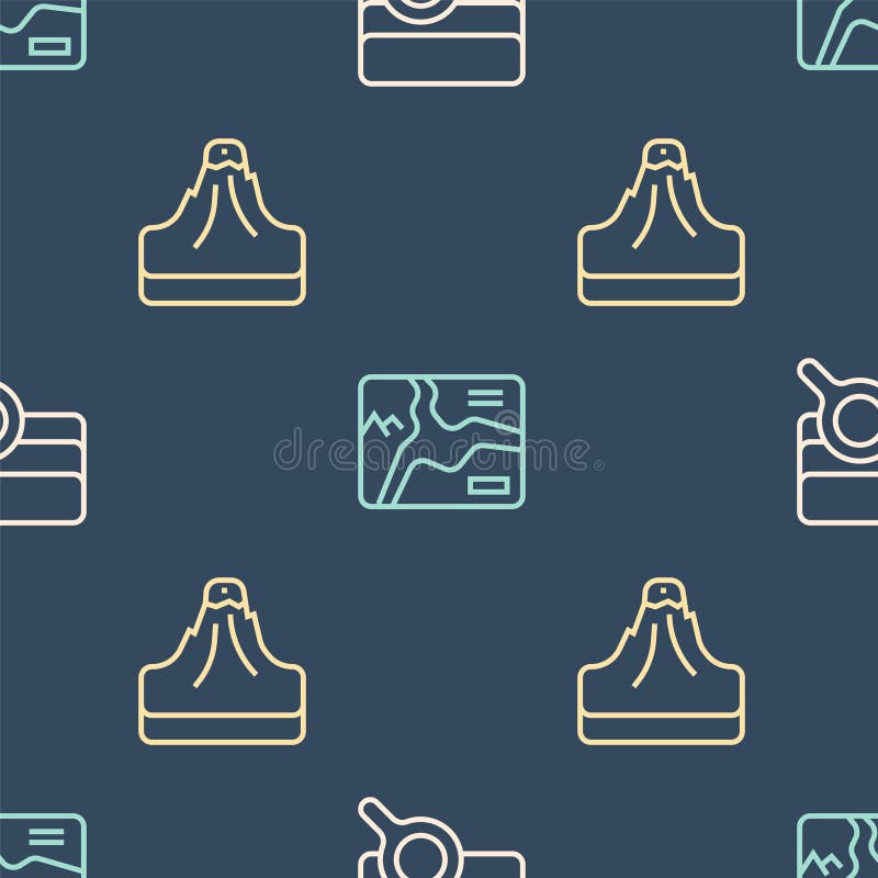 Set Line Soil Analysis, Volcano and Topographic Map on Seamless Pattern ...