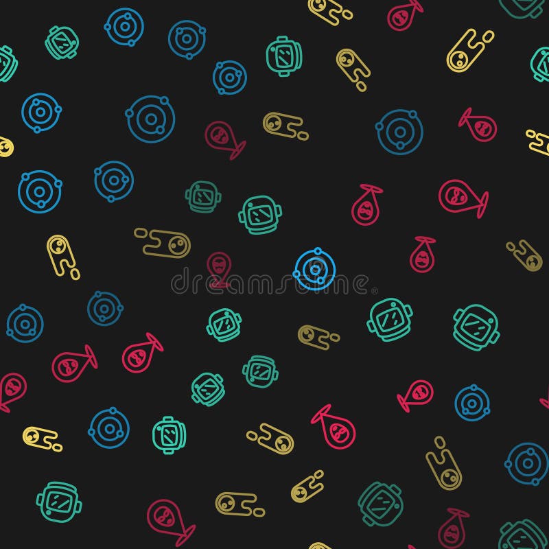 Set Line Solar System, Astronaut Helmet, Comet Falling Down Fast and ...