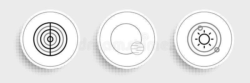 Set Line Solar System, Earth Structure and Planet Icon. Vector Stock ...