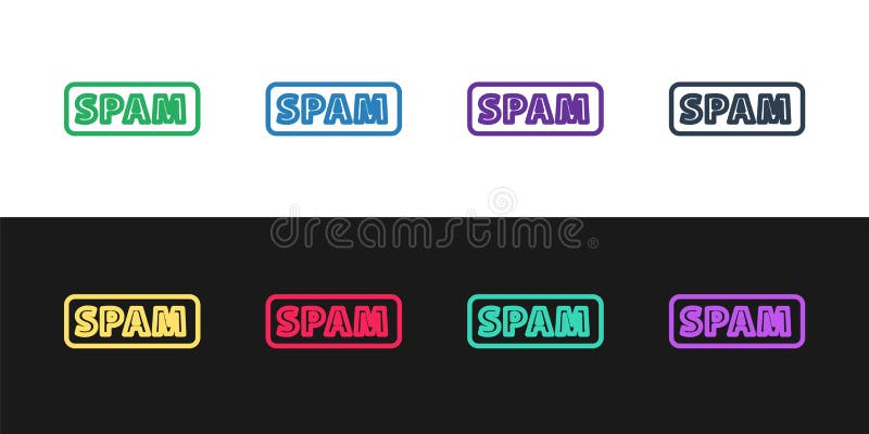 Black Spam Icon Isolated on Black Background. Abstract Banner with ...