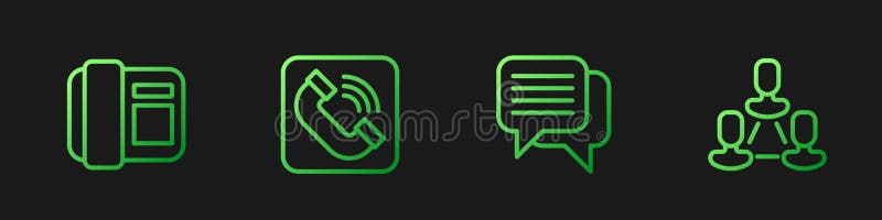 Set Line Speech Bubble Chat, Telephone Handset, and Employee Hierarchy ...