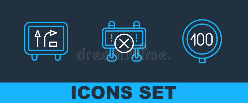 Set Line Speed Limit Traffic, Road Sign and Barrier Icon. Vector Stock ... Set Line Speed Limit Traffic, Road Sign and Barrier Icon. Vector Stock ...