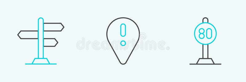 Set Line Speed Limit Traffic, Road Sign and Location with Exclamation ... Set Line Speed Limit Traffic, Road Sign and Location with Exclamation ...