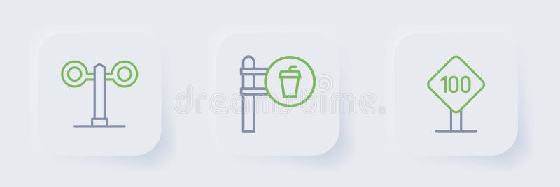 Set Line Speed Limit Traffic Sign 100 Km, Cafe and Restaurant Location ...