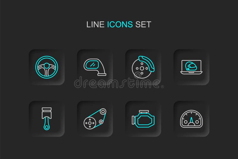 Set Line Speedometer, Check Engine, Racing Track, Engine Piston, Helmet ... Set Line Speedometer, Check Engine, Racing Track, Engine Piston, Helmet ...