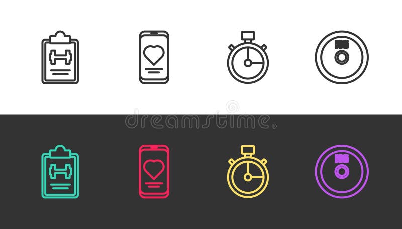 Set Line Sport Training Program, Mobile with Heart Rate, Stopwatch and ...