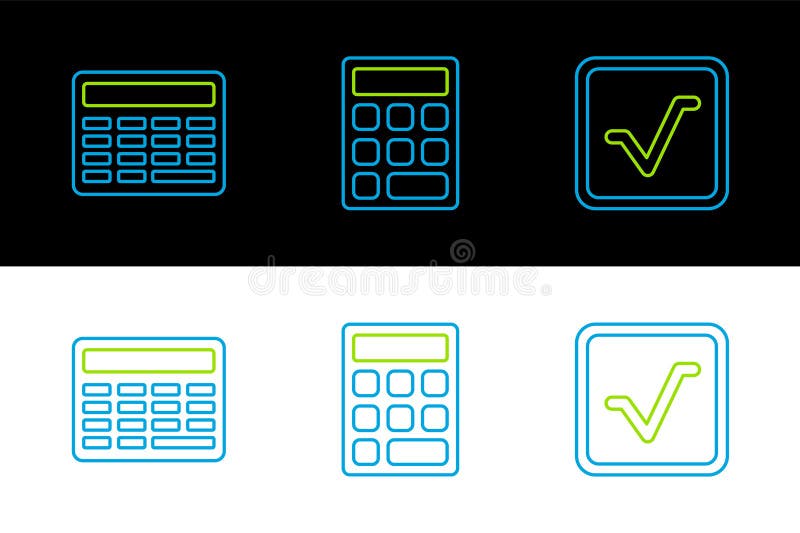 Set Line Square Root, Calculator and Icon. Vector Stock Illustration ...