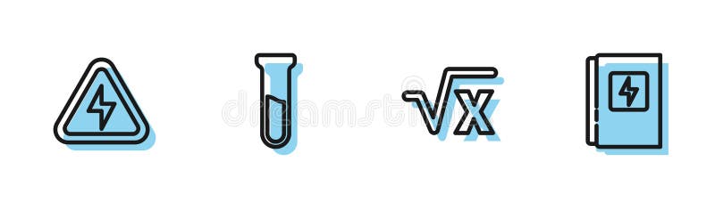 Set Line Square Root of X Glyph, High Voltage, Test Tube and Flask and ...