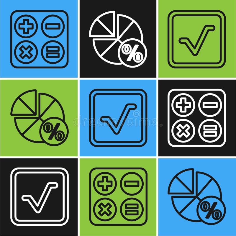 Set Line Square Root, Open Book and Equation Solution Icon. Vector ...