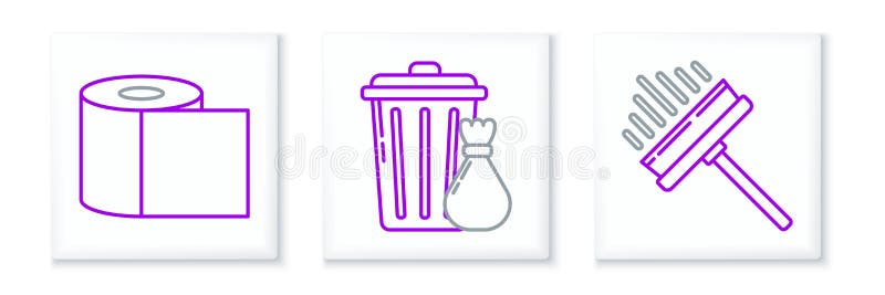 Set Line Squeegee, Scraper, Wiper, Toilet Paper Roll and Trash Can and ...