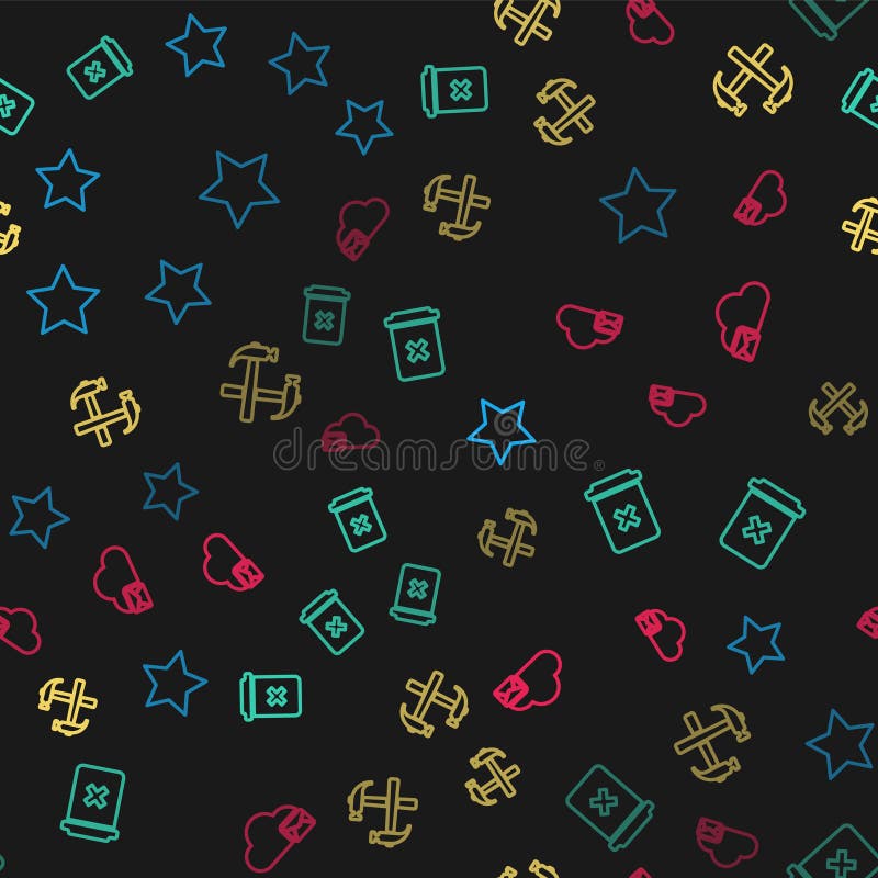 Set Line Star, Trash Can, Two Crossed Hammers and Cloud Mail Server on ... Set Line Star, Trash Can, Two Crossed Hammers and Cloud Mail Server on ...