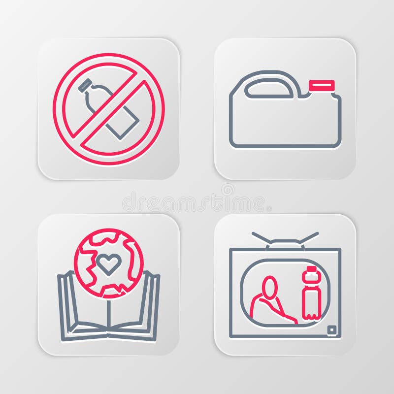 Set Line Stop Plastic Pollution, Earth Globe and Book, Canister for ...