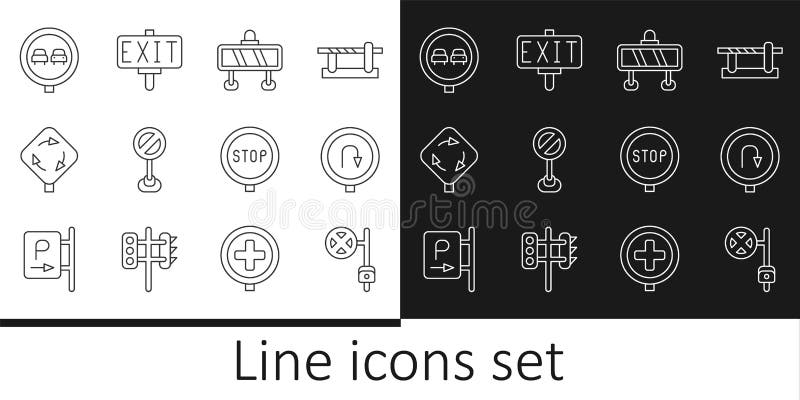 Set Line Stop Sign with Camera, Turn Back Road, Road Barrier ...