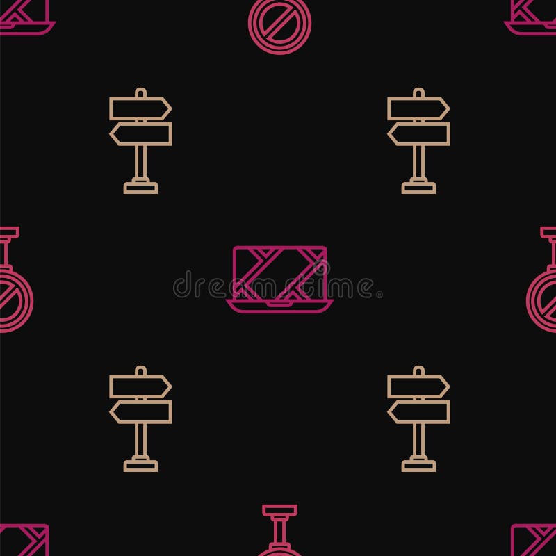 Set Line Stop Sign, Road Traffic and City Map Navigation on Seamless ...