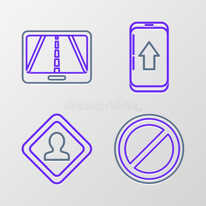 Set Line Stop Sign, Road Traffic, Infographic of City Map Navigation ...