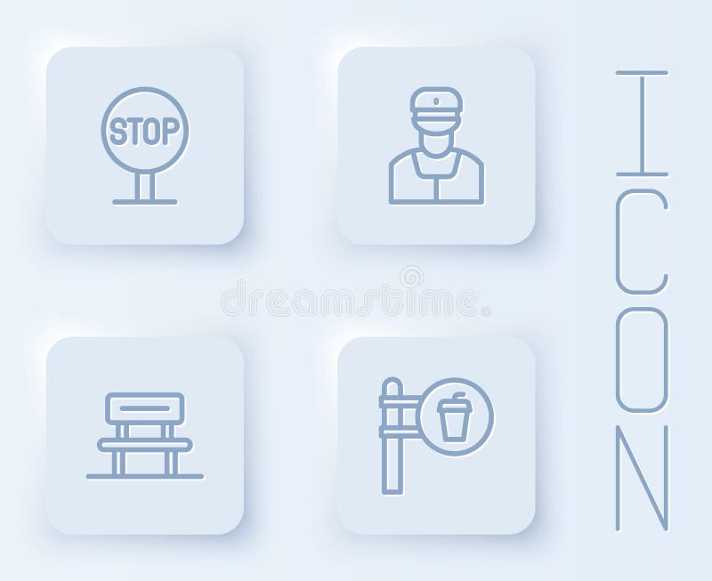 Set Line Stop Sign, Train Conductor, Waiting Hall and Cafe and ...