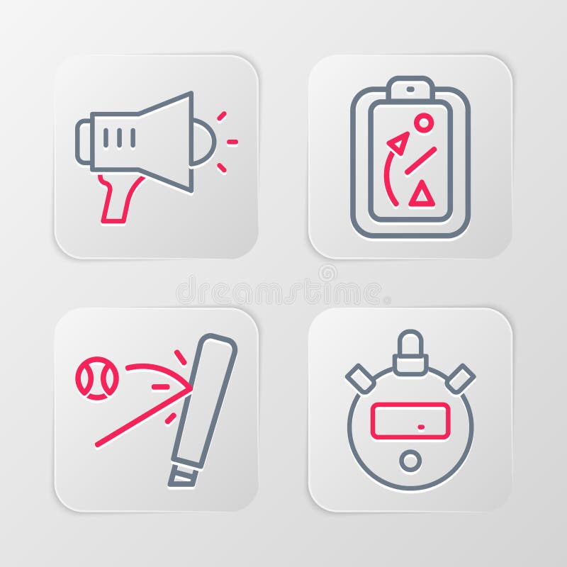 Set Line Stopwatch, Baseball Bat with Ball, Planning Strategy and ...