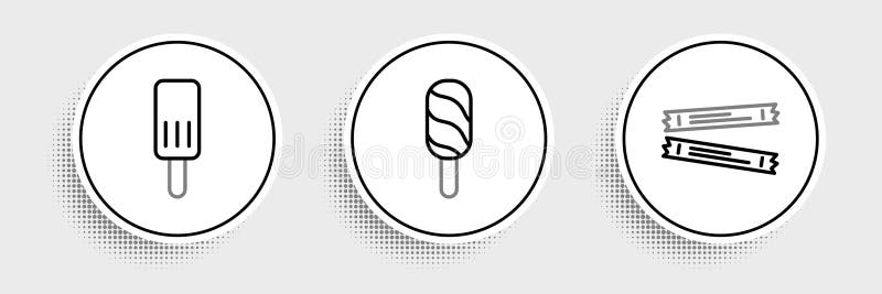 Set Line Sugar Stick Packets, Ice Cream and Icon. Vector Stock Vector ...