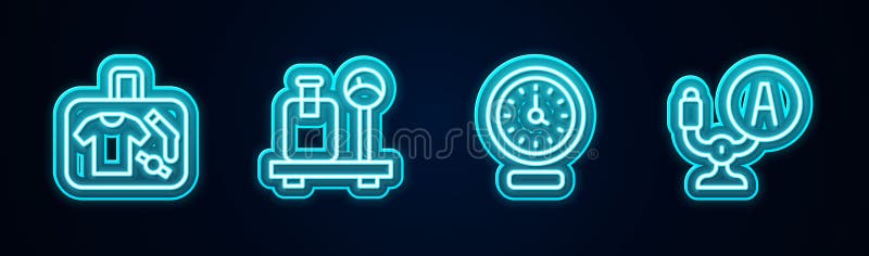 Set Line Suitcase, Scale with Suitcase, Clock and Aircraft Steering ...