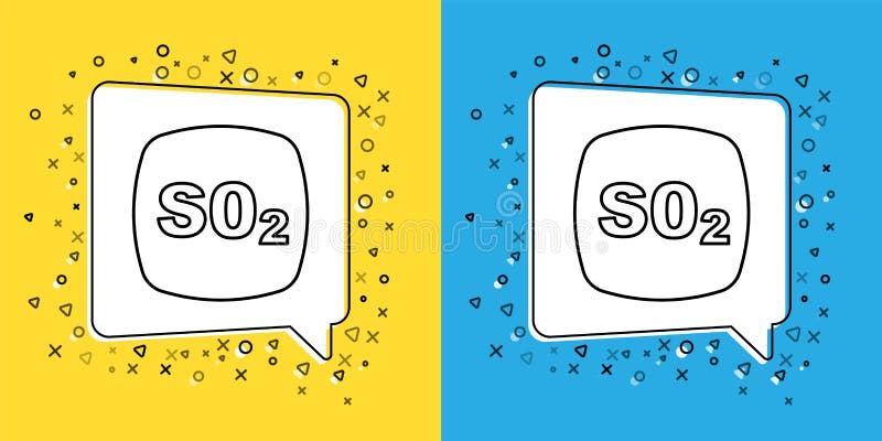 Set Line Sulfur Dioxide SO2 Gas Molecule Icon Isolated on Yellow and ...