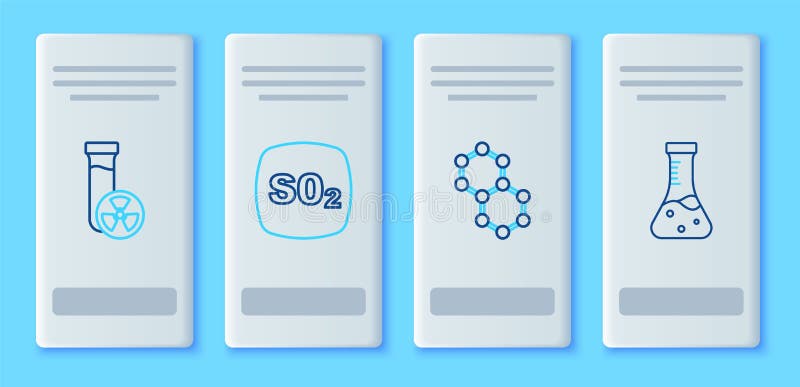 Set Line Sulfur Dioxide SO2, Molecule, Test Tube with Toxic Liquid and ...