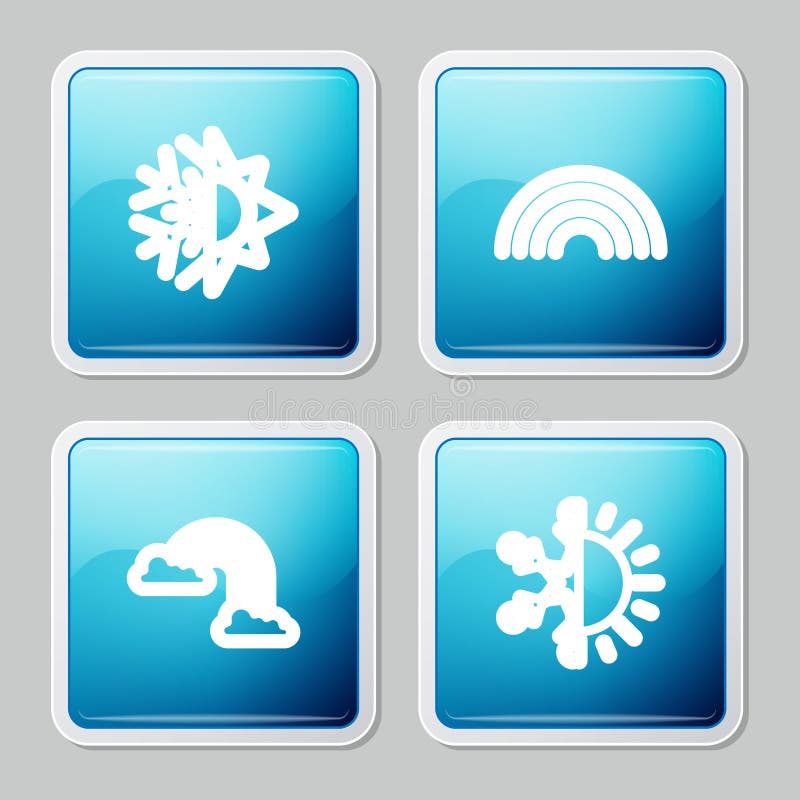 Set Line Sun and Snowflake, Rainbow, with Clouds and Icon. Vector Stock ...