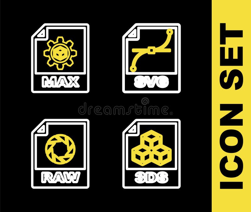 Set Line SVG File Document, 3DS, RAW and MAX Icon. Vector Stock ... Set Line SVG File Document, 3DS, RAW and MAX Icon. Vector Stock ...
