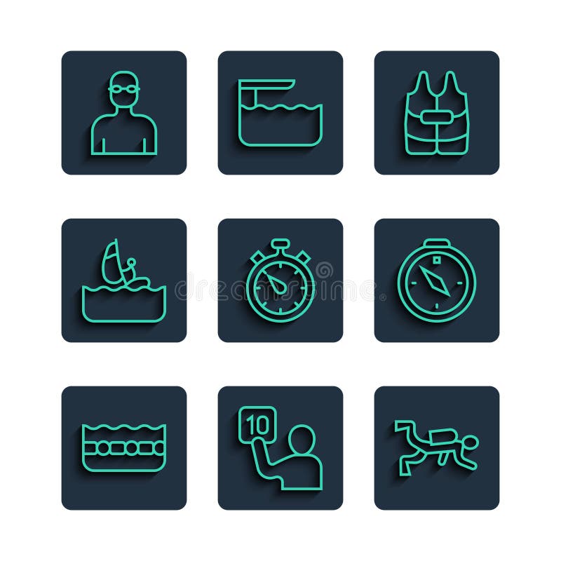 Set Line Swimming Pool, Assessment of Judges, Scuba Diver, Life Jacket ...