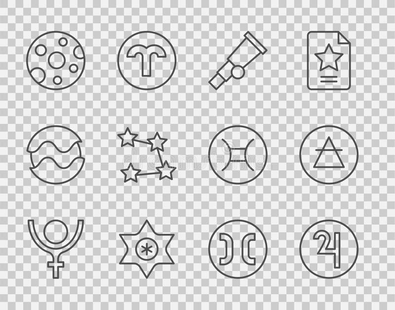 Set Line Symbol Pluto, Jupiter, Telescope, Falling Star, Full Moon ...