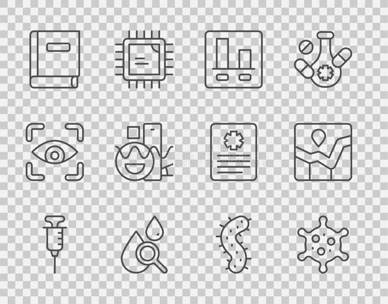 Set Line Syringe, Virus, Graph Chart Infographic, Drop and Magnifying ...