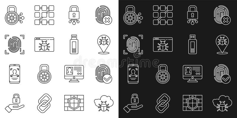Set Line System Bug on a Cloud, Fingerprint, Cyber Security, and USB ... Set Line System Bug on a Cloud, Fingerprint, Cyber Security, and USB ...