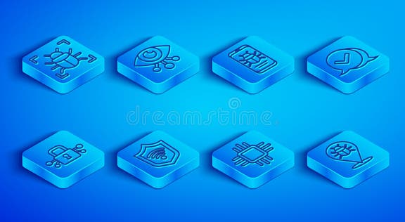 Set Line System Bug Eye Scan on Mobile Shield with Wifi Wireless Processor Microcircuitos Cpu ...