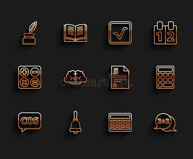 Set Line Tablet with Calculator, Test Exam Sheet, Chalkboard, Geometric ...