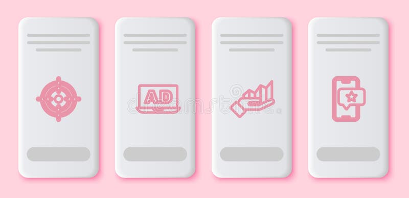 Set Line Target, Advertising, Pie Chart Infographic and Mobile with ... Set Line Target, Advertising, Pie Chart Infographic and Mobile with ...