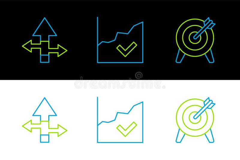 Set Line Target, Arrow and Financial Growth Increase Icon. Vector Stock ... Set Line Target, Arrow and Financial Growth Increase Icon. Vector Stock ...